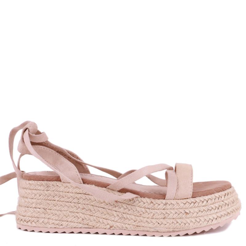 Γυναικείες πλατφόρμες εσπαντρίγιες με lace up oem A6023 ΜΠΕΖ | Emporama