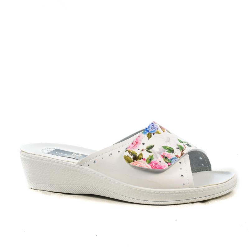 Γυναικείες Ανατομικές Παντόφλες Υφαντίδης 422024 Άσπρο Λουλούδι | Emporama